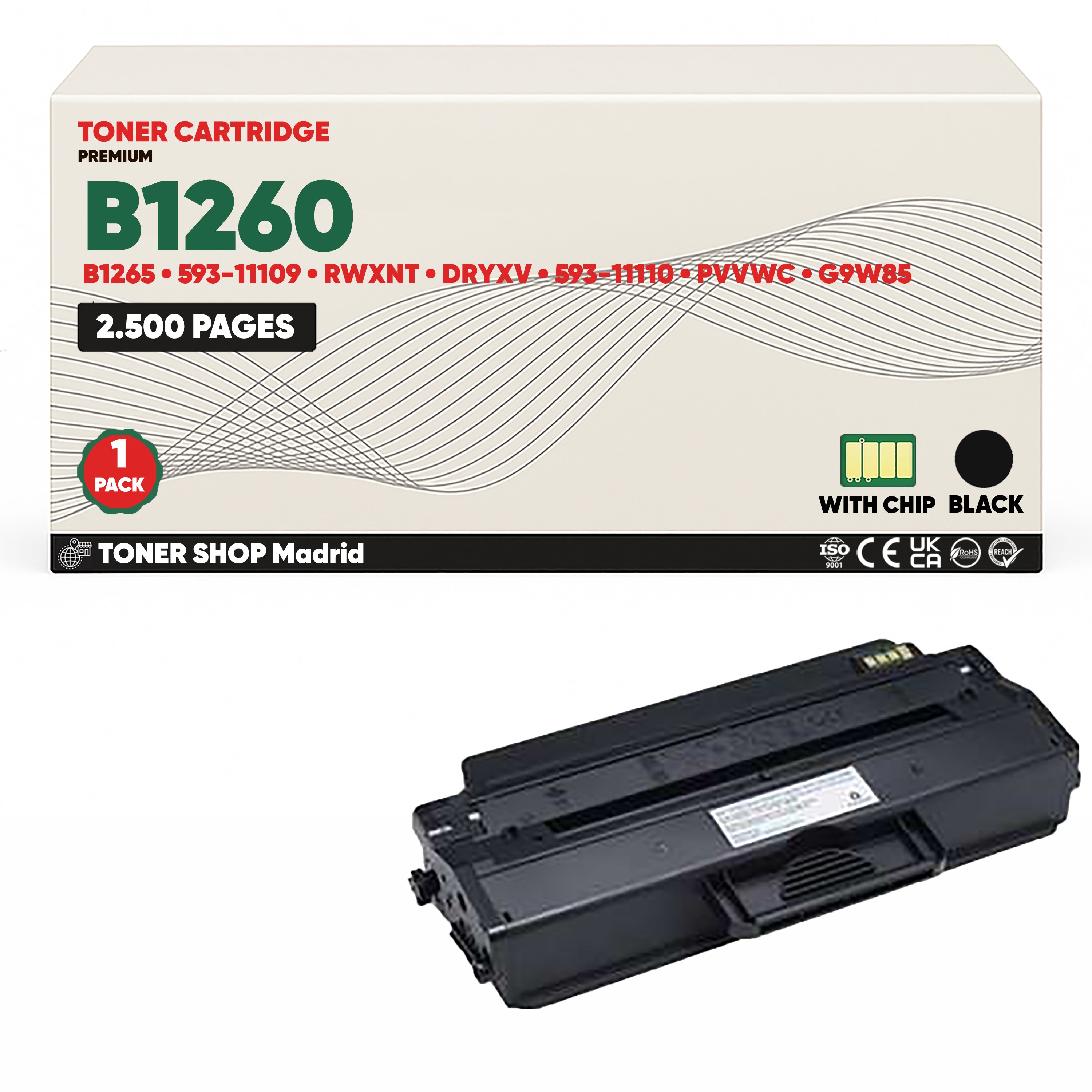 BDink Dell B1260/B1265 Negro Compatible Toner Cartridge – TONER SHOP Madrid